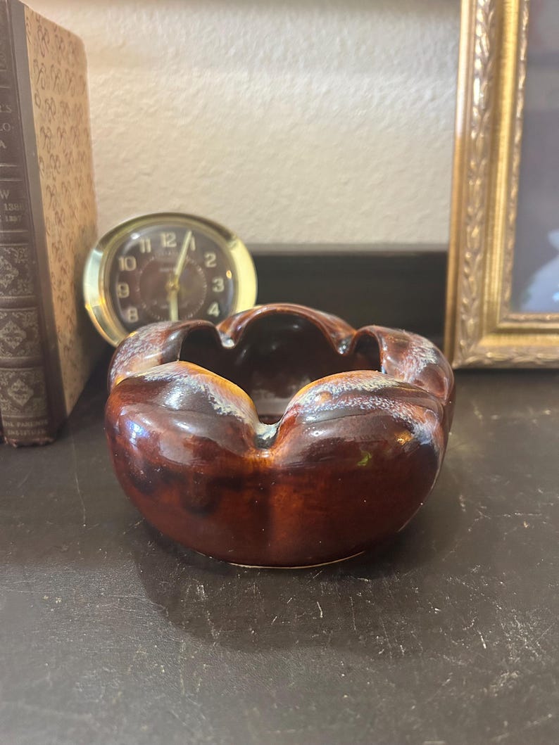 Vintage Ceramic Ash Tray, Vintage Brown Drip Ashtray, Brown Drip ...