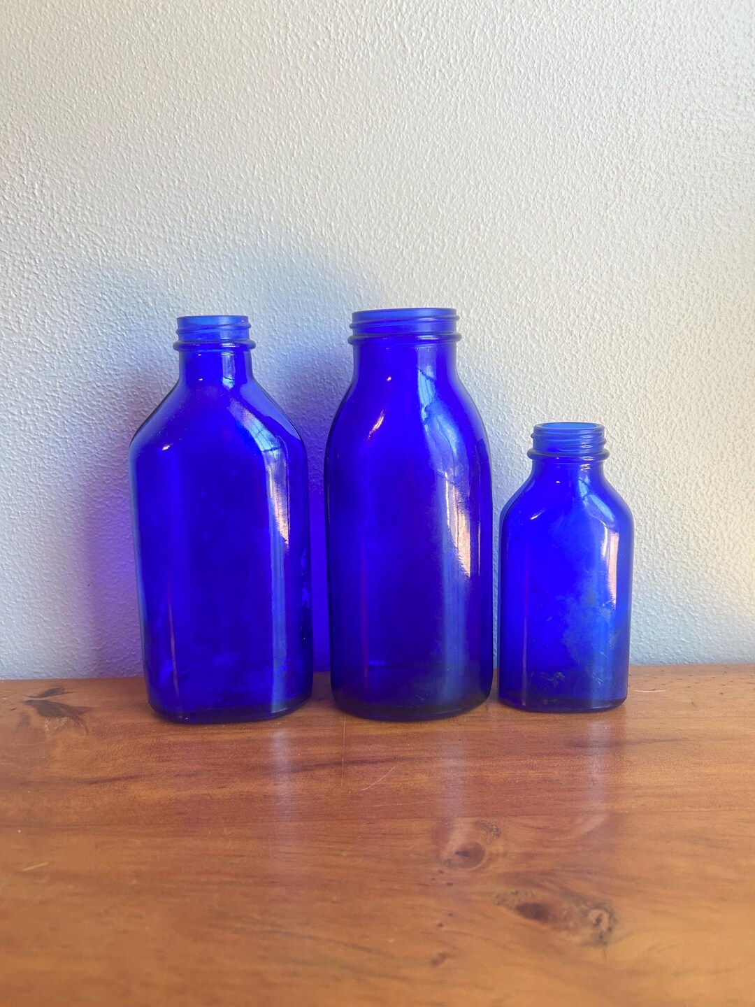 Lot of Three Blue Bottles, Two Are Genuine Phillips Milk of Magnesia ...