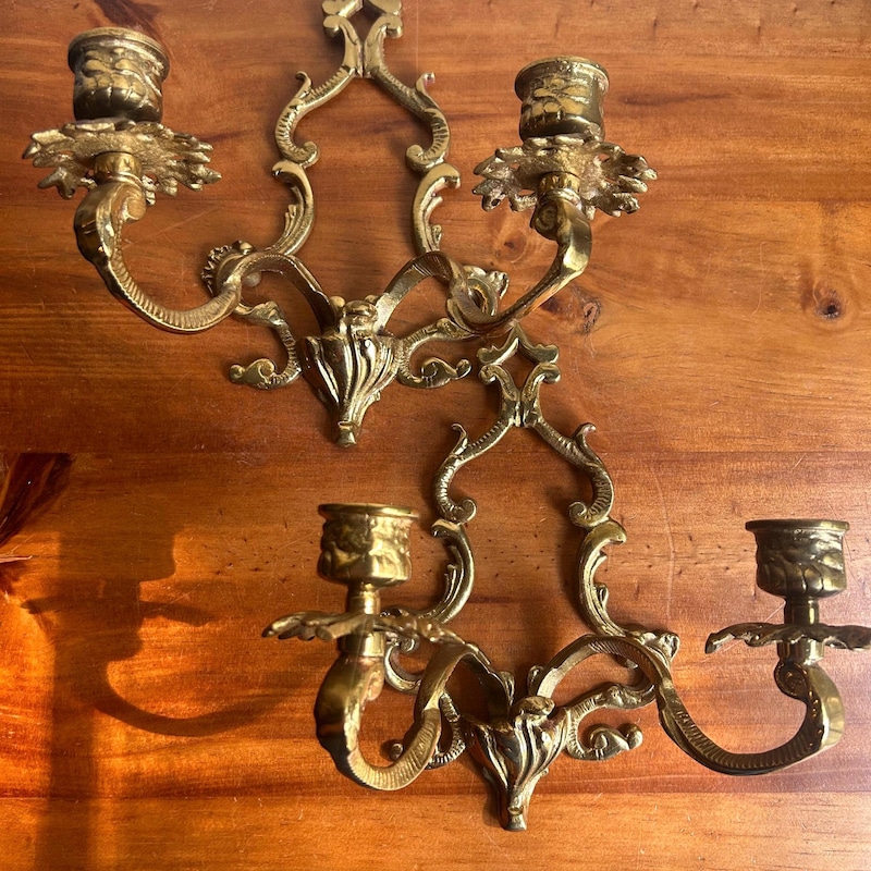 Brass Two Arm Candle Holder - Etsy