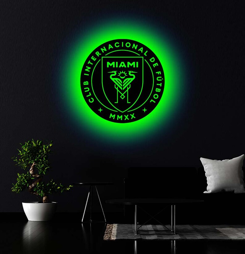 Inter Miami Fc Wooden LED Logo, Inter Miami Neon Sign, Football Club ...