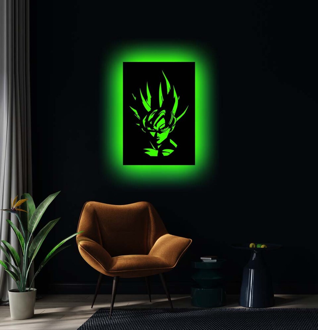 Stylish Anime Goku Saiyan Cartoon 3D Wall Art Design LED Backlight Lamp ...