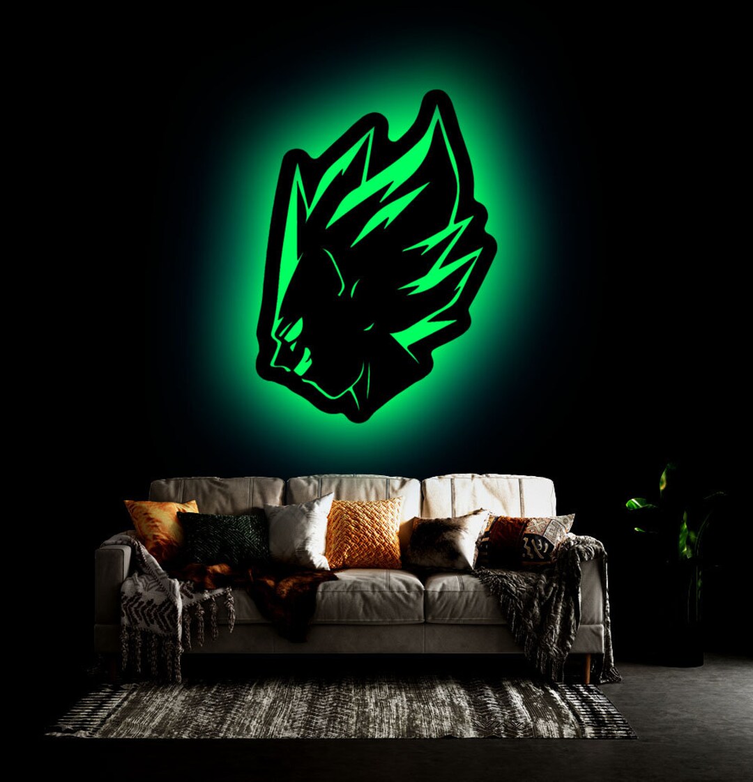 Vegeta Inspired Wooden LED Logo Power up Your Space With Saiyan Style ...