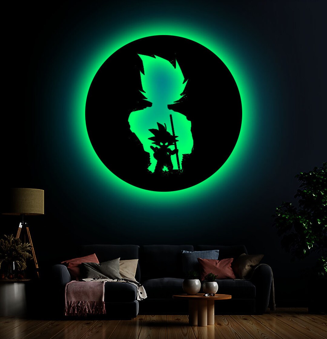 Handcrafted Wooden LED Logo Goku & Vegeta dragon Ball Anime Backlight ...