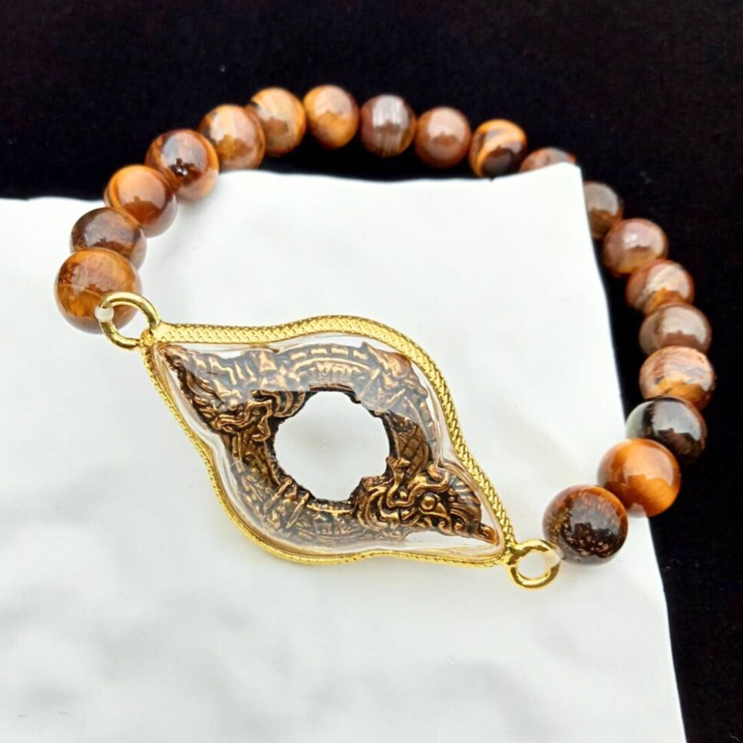 Tiger Eye Stone Bracelet: Naga King Amulet, Brass Pendant - Etsy