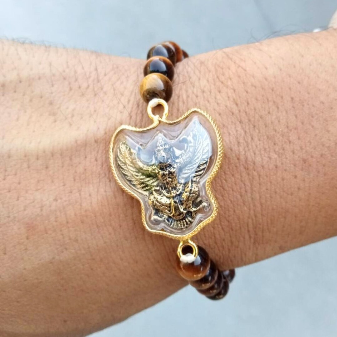 Tiger Eye Stone Bracelet With Garuda Amulet Pendant - Etsy