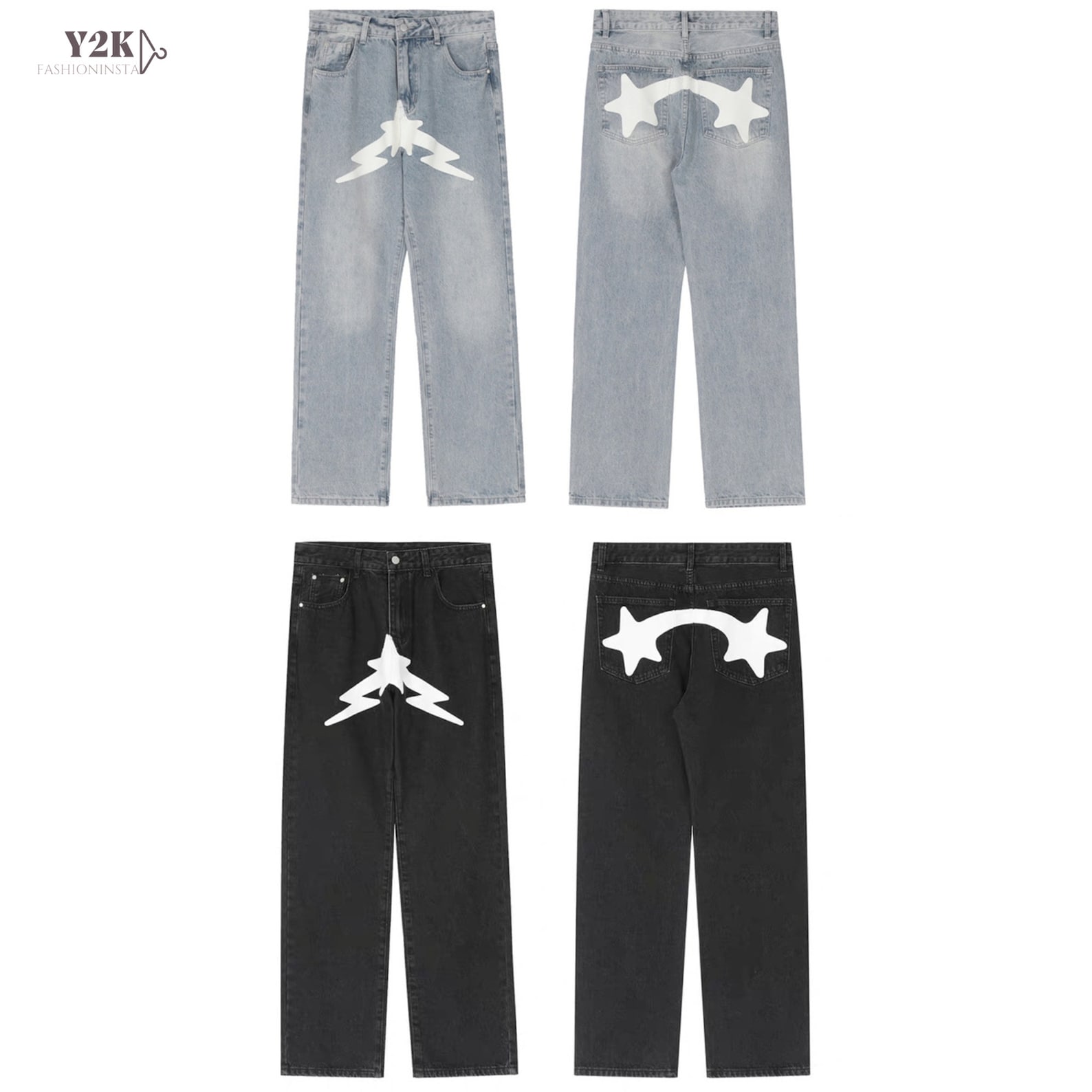 Y2k Vintage Star Print High Waisted Pants Harajuku 90s Pants Etsy Canada