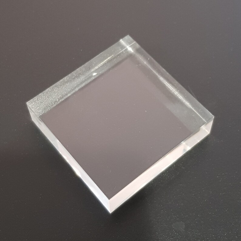 Clear 5cm X 5cm X 2cm Acrylic Base / Stand / Block Mount for Mineral ...