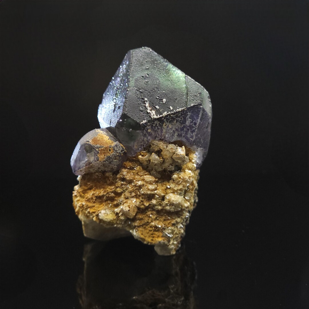 Unique Fluorite Specimen, Dark Green With Purple Phantom, on Mica and ...