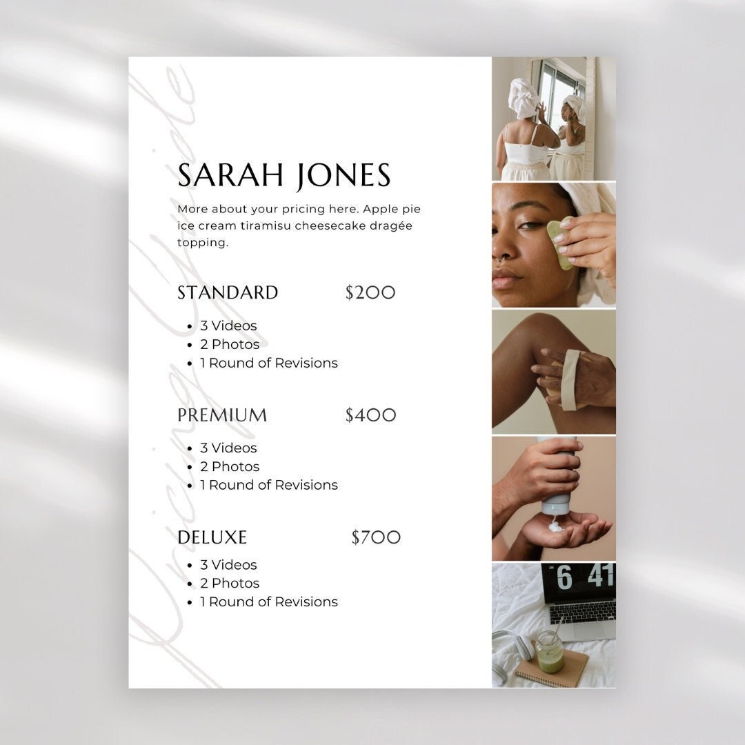 Pricing Guide Template Canva Pricing Guide Photography Pricing Guide ...