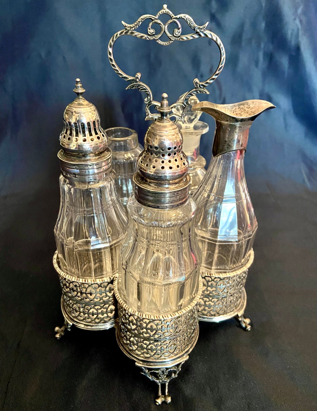 RARE Georgian Era 1700s Sterling Silver and Carved Crystal Cruet Set - Etsy