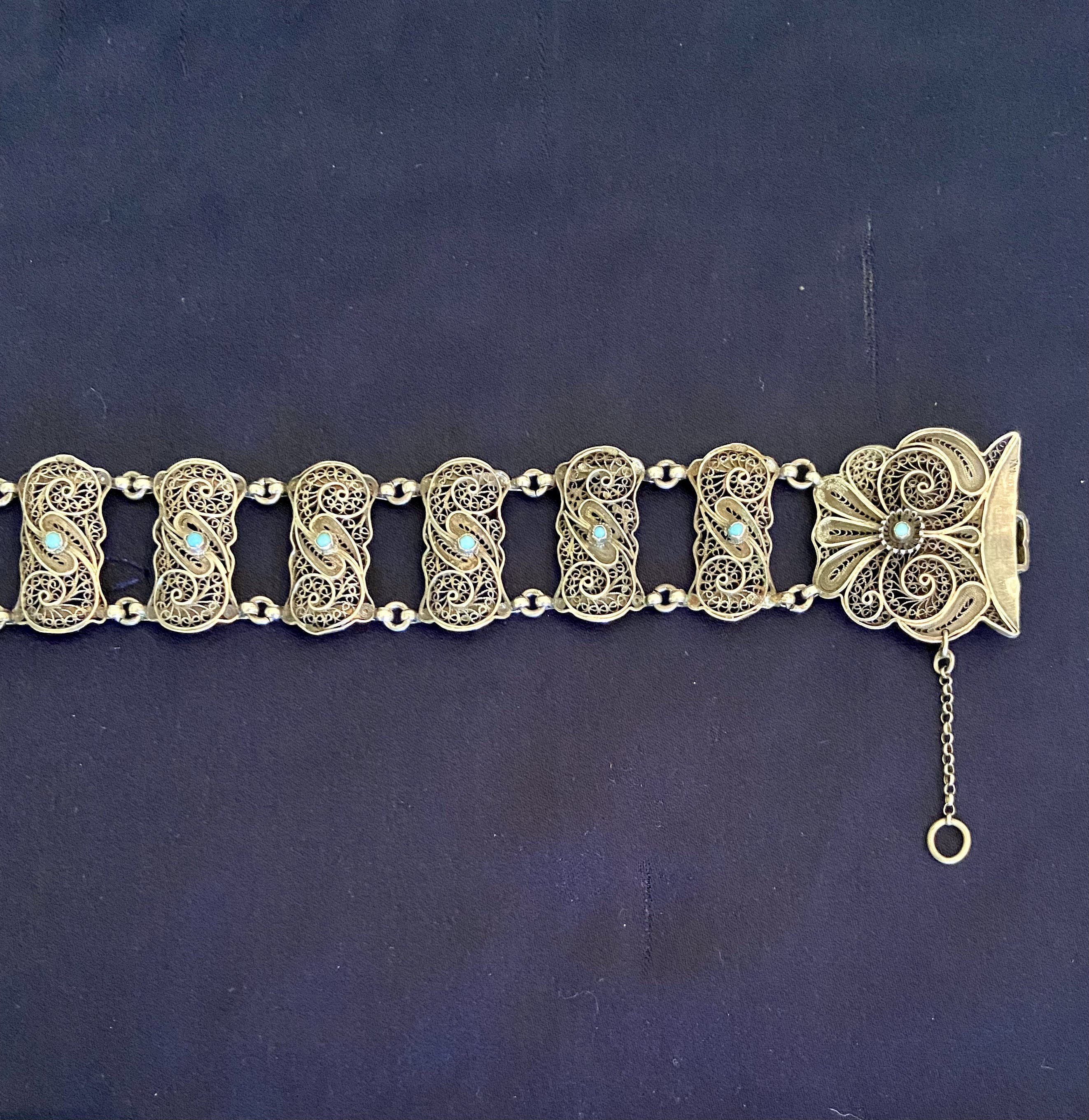 Rare Antique Unique Silver Filigree Belt With Turquoise Russian Silver ...