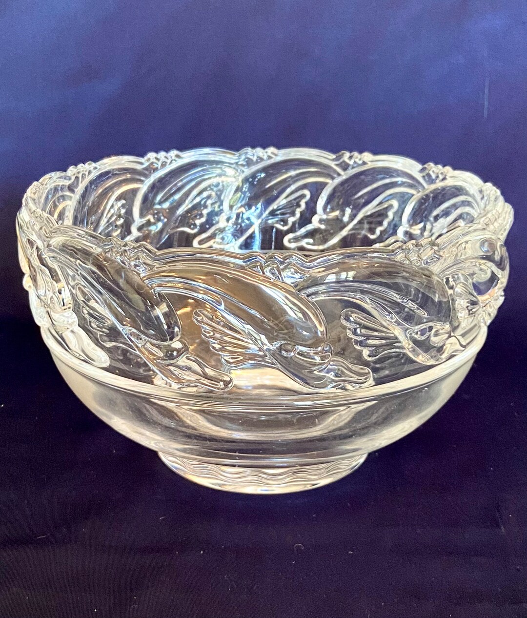 Unique Tiffany Crystal/glass Dolphin Bowl- Large 8” Size - Etsy