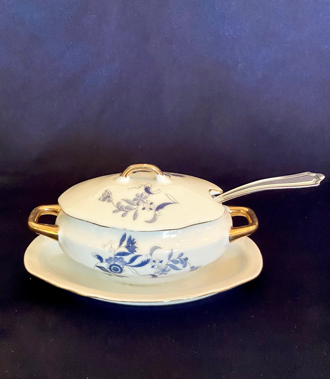 Royal Crown Covered Sauce/gravy Tureen With Sterling Silver Ladle - Etsy