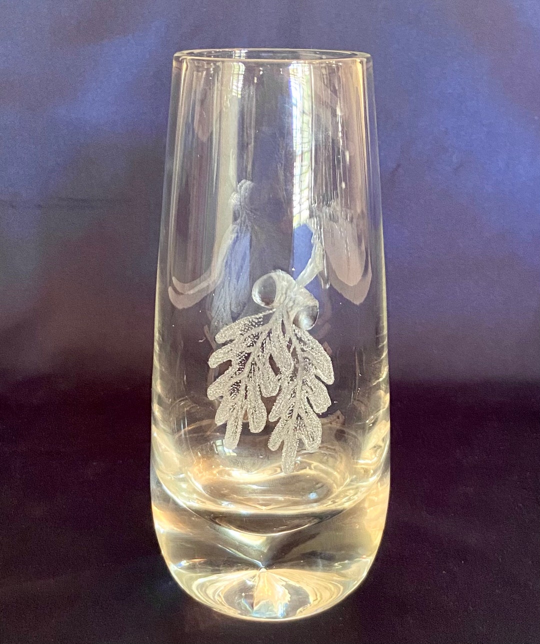 Vintage Scandinavian Hand-made Etched Crystal Bud Vase- Acorn Design - Etsy