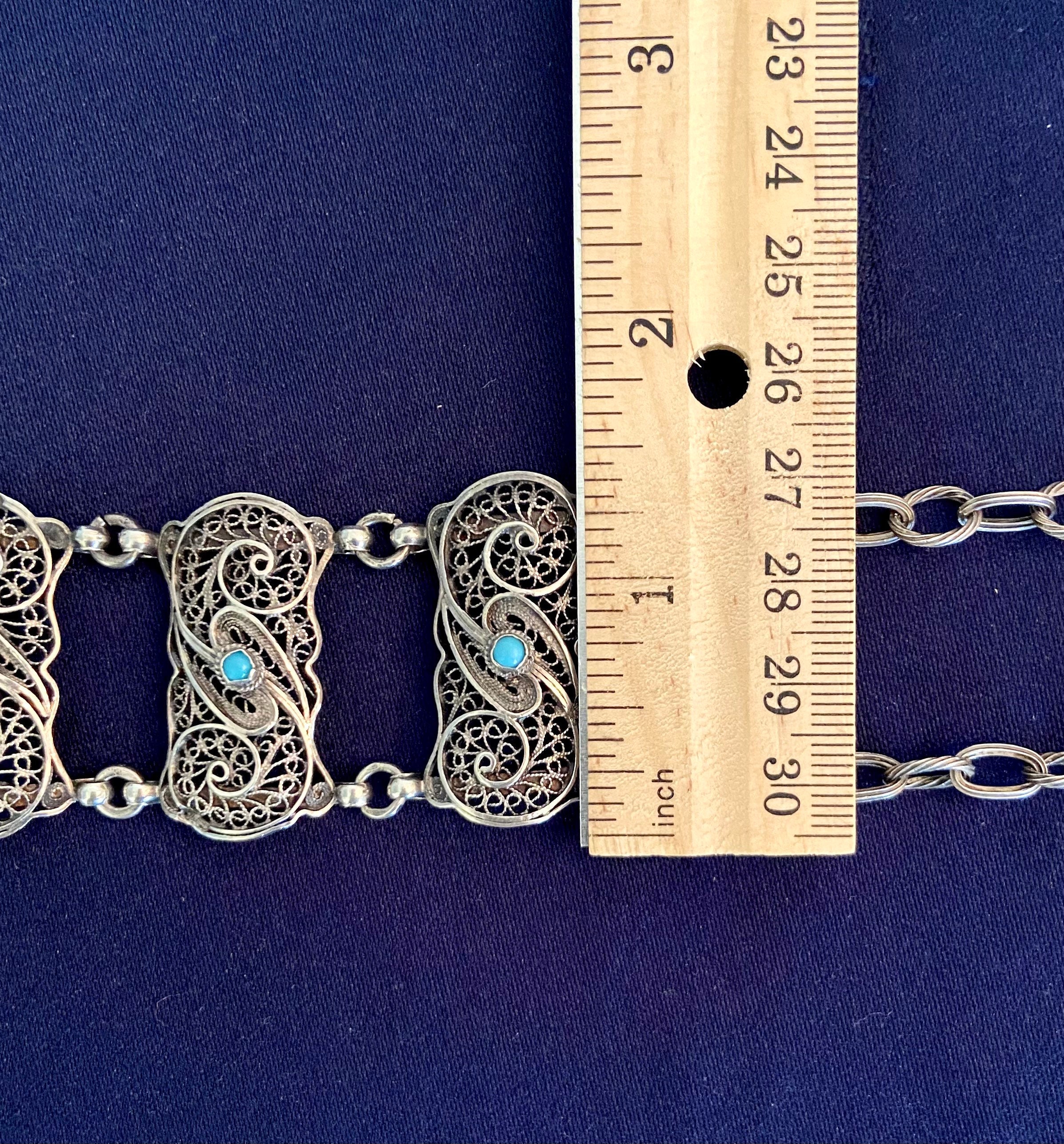 Rare Antique Unique Silver Filigree Belt With Turquoise Russian Silver ...