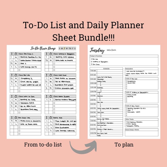 Student to Do List and Daily Planner Template Bundle College - Etsy
