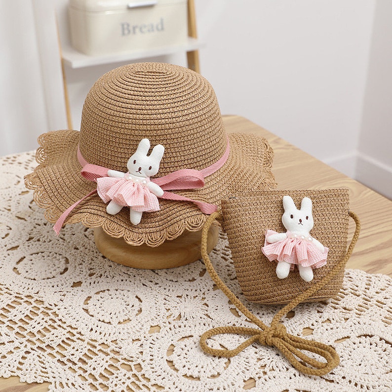 Girls Bag and Girls Straw Hat Set Handmade Cute Girls Hats - Etsy