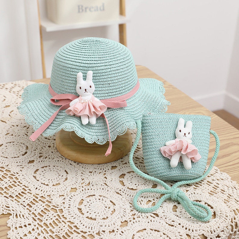 Girls Bag and Girls Straw Hat Set Handmade Cute Girls Hats - Etsy