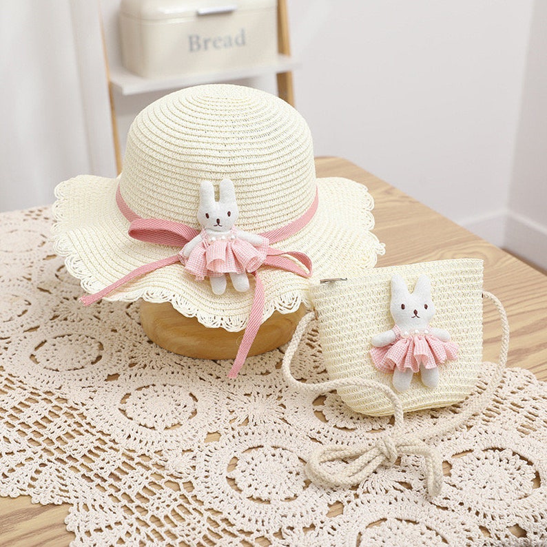 Girls Bag and Girls Straw Hat Set Handmade Cute Girls Hats - Etsy