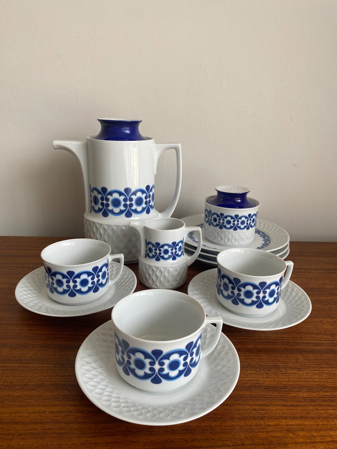 1970s German Blue Coffee Set for 3 People Schirnding - Etsy