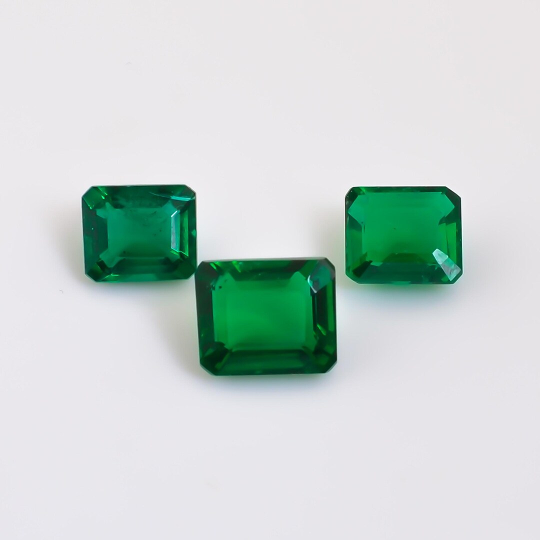 Lab Emerald Pair Cut Radiant Shape Quality Emerald Gemstone for Wedding ...