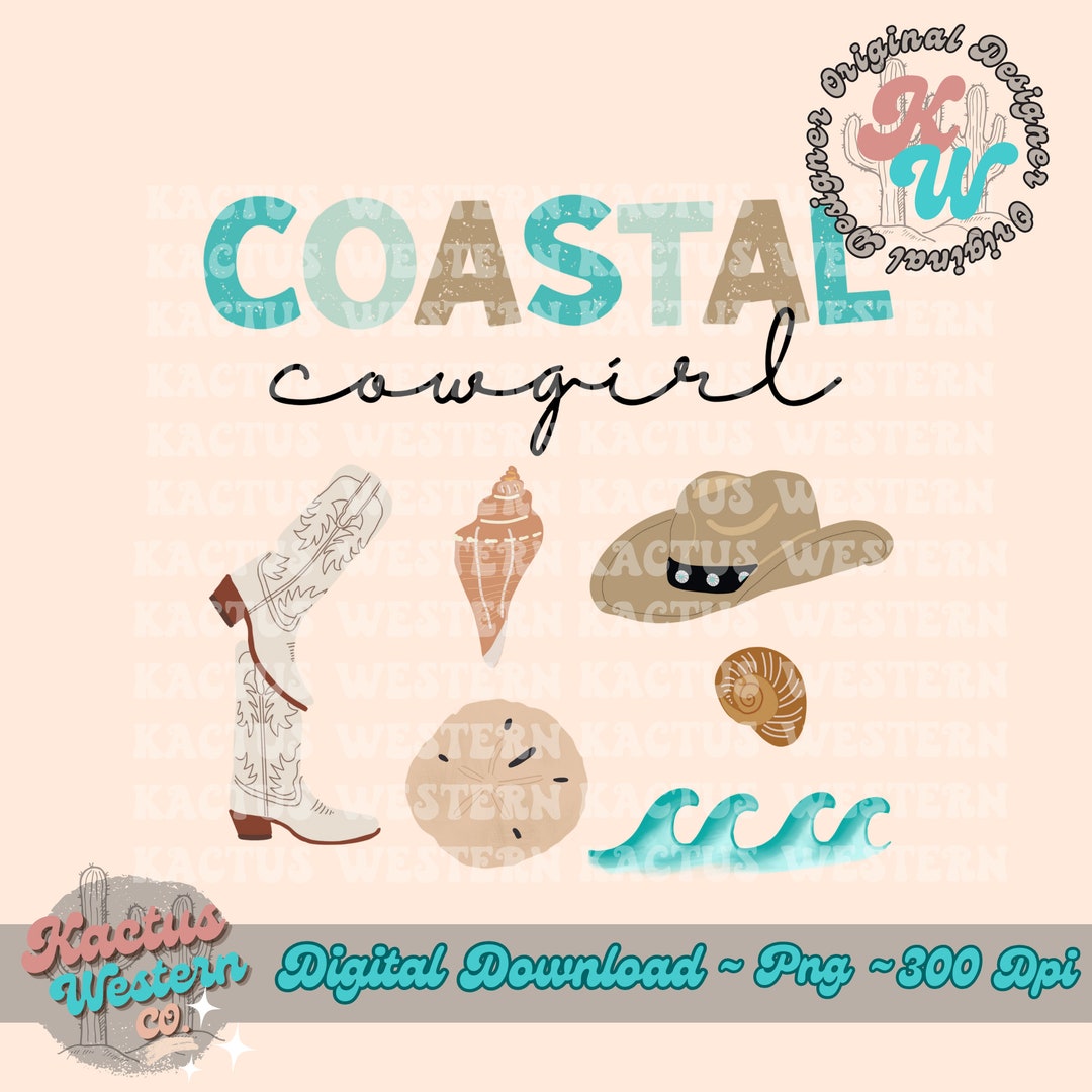Coastal Cowgirl Collage PNG, Digital Download, Beach Bum, Vacation ...