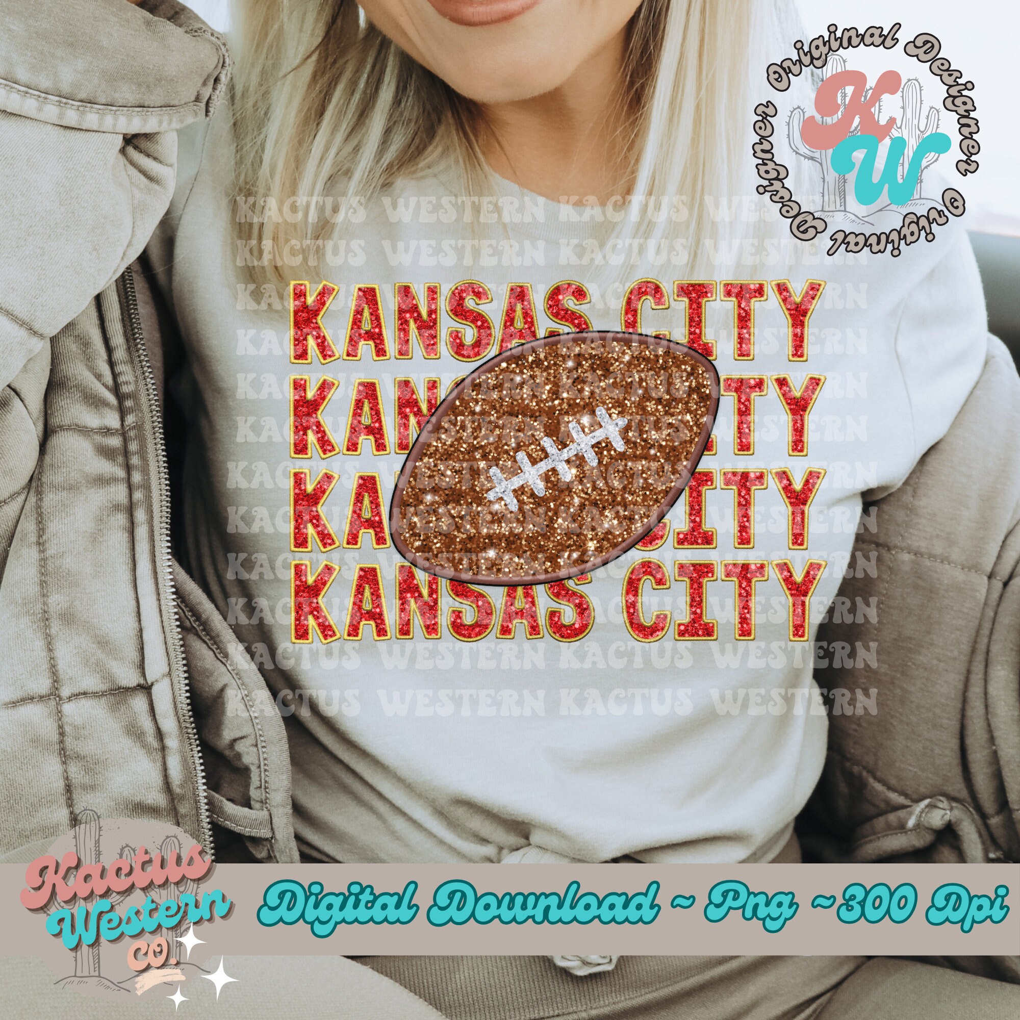 Kansas City Football Faux Glitter PNG, Football Designs, Trending ...