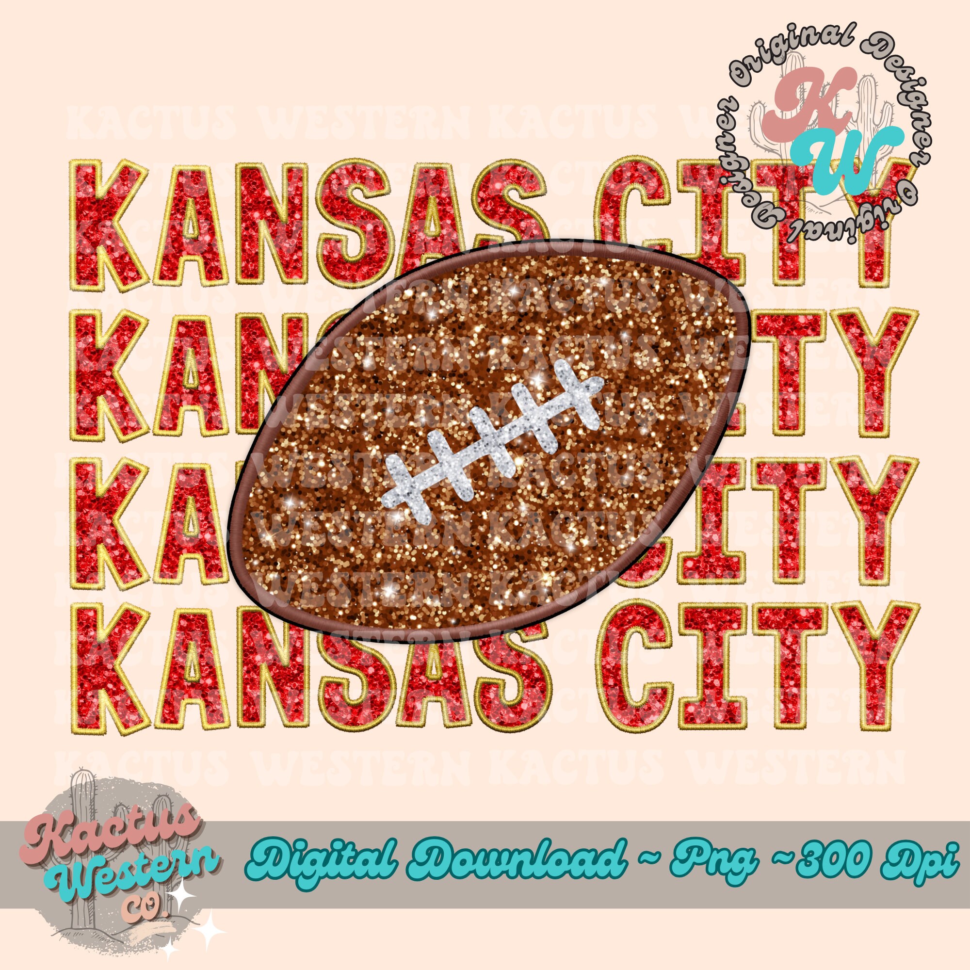 Kansas City Football Faux Glitter PNG, Football Designs, Trending ...