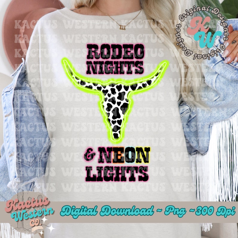 Rodeo Nights, Neon Lights PNG, Digital Download, Instant Download ...