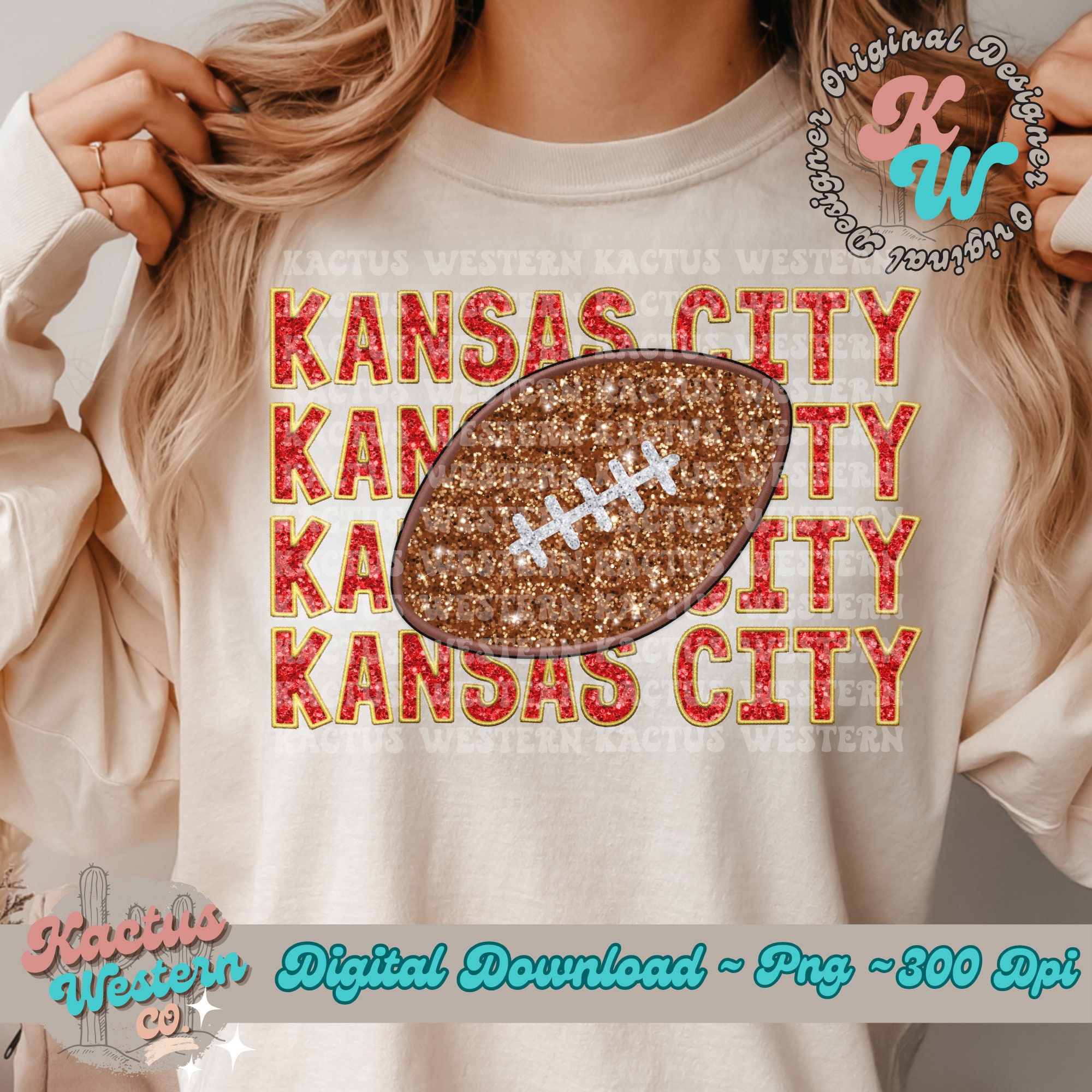 Kansas City Football Faux Glitter PNG, Football Designs, Trending ...