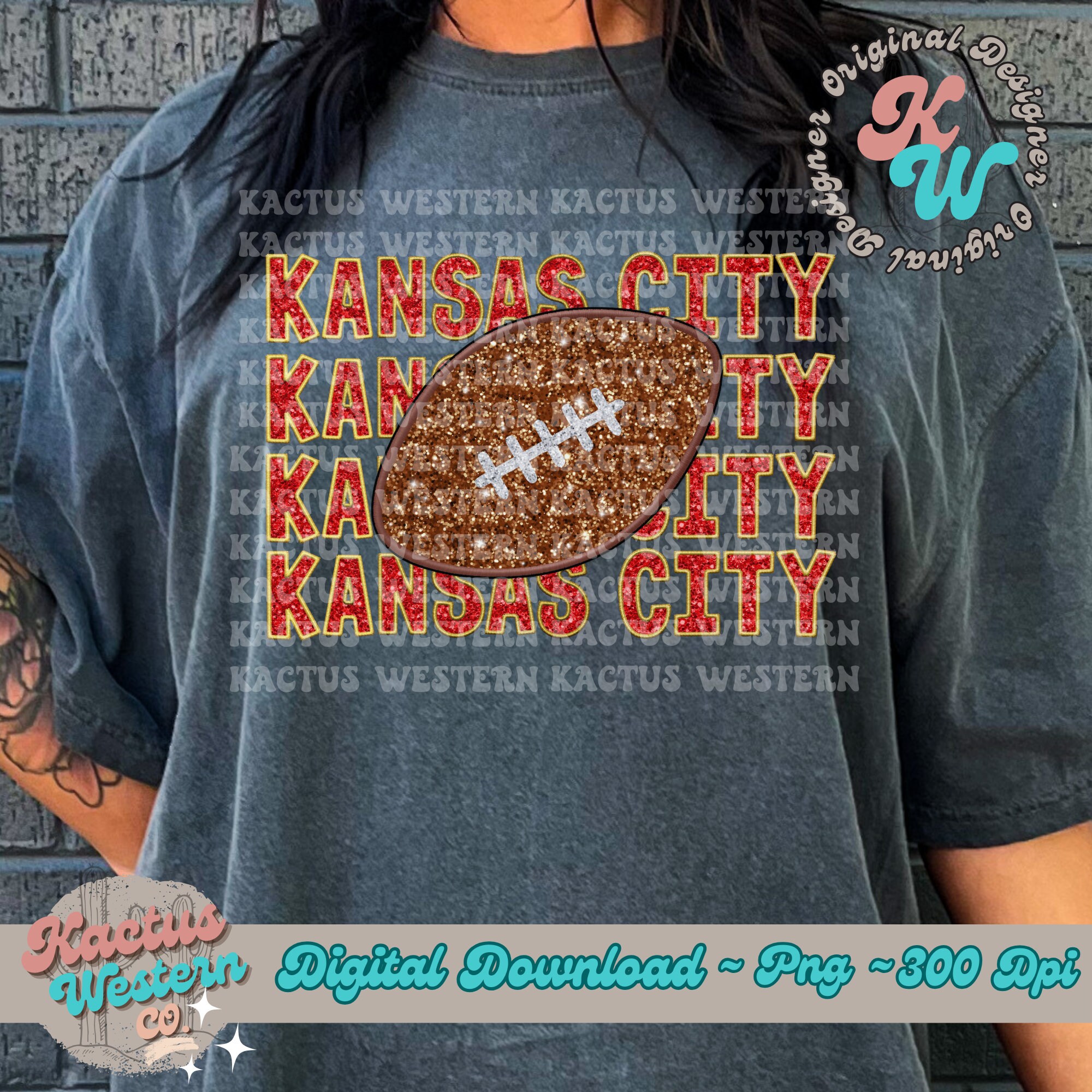 Kansas City Football Faux Glitter PNG, Football Designs, Trending ...
