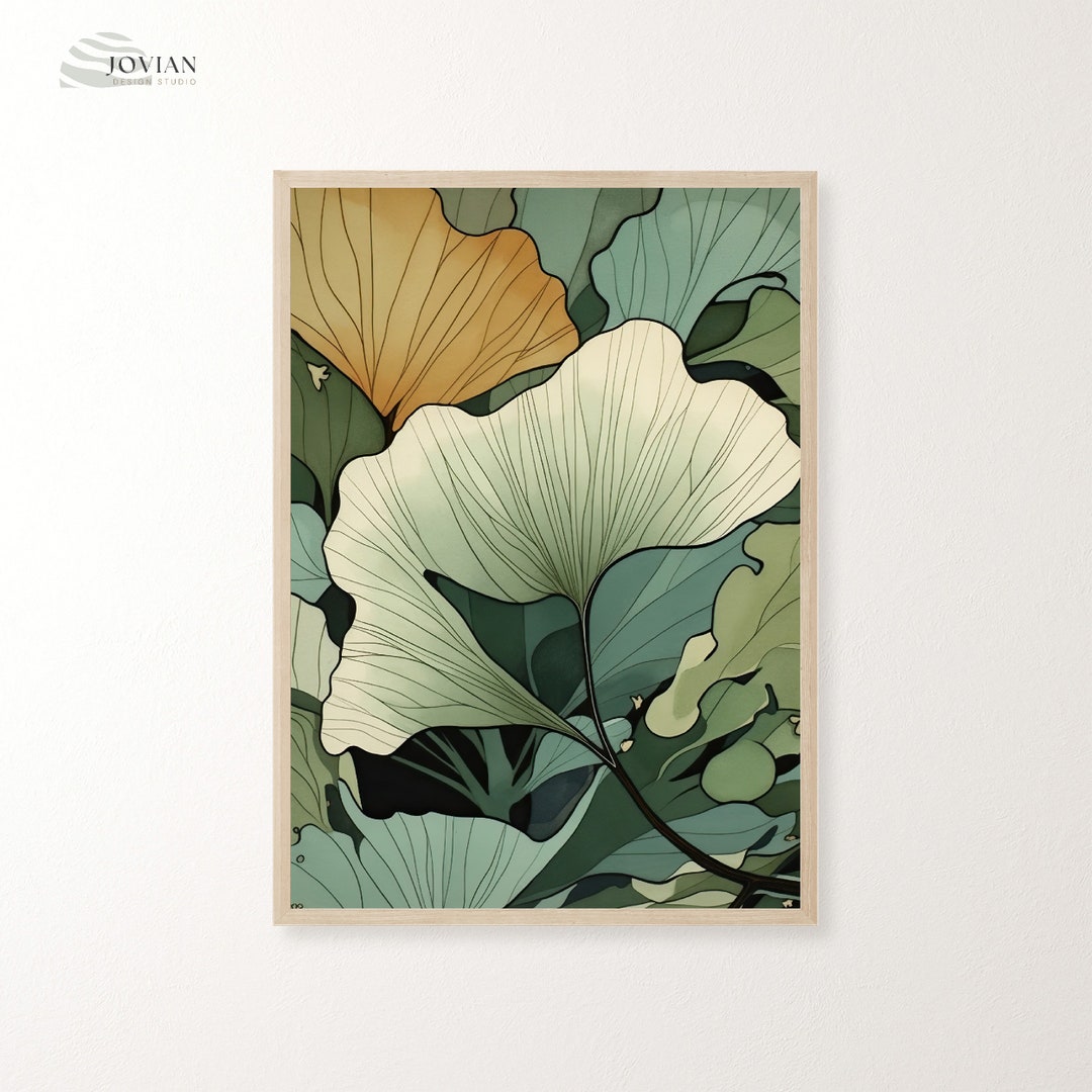 Ginkgo Leaf,ginkgo,minimalist,minimalist Wall Art,abstract Art,sage ...
