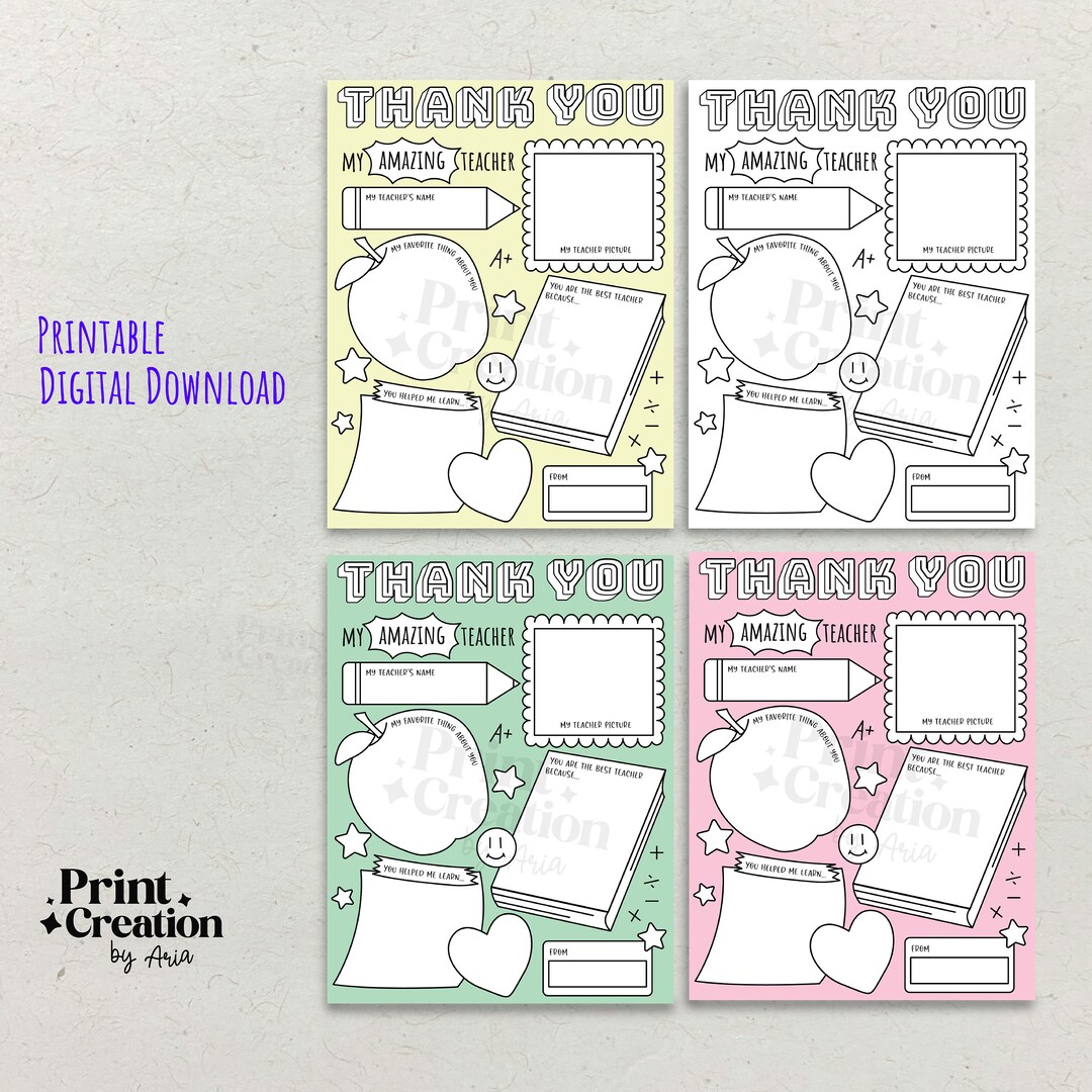 Teacher Appreciation Printable Thank You Teacher Gifts Coloring Pages ...