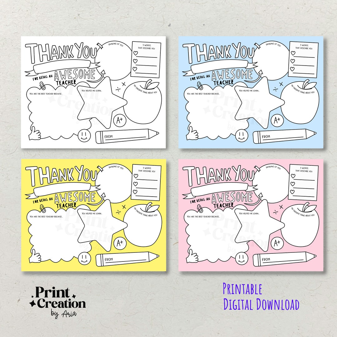 Teacher Appreciation Printable Thank You Teacher Gifts Coloring Pages ...