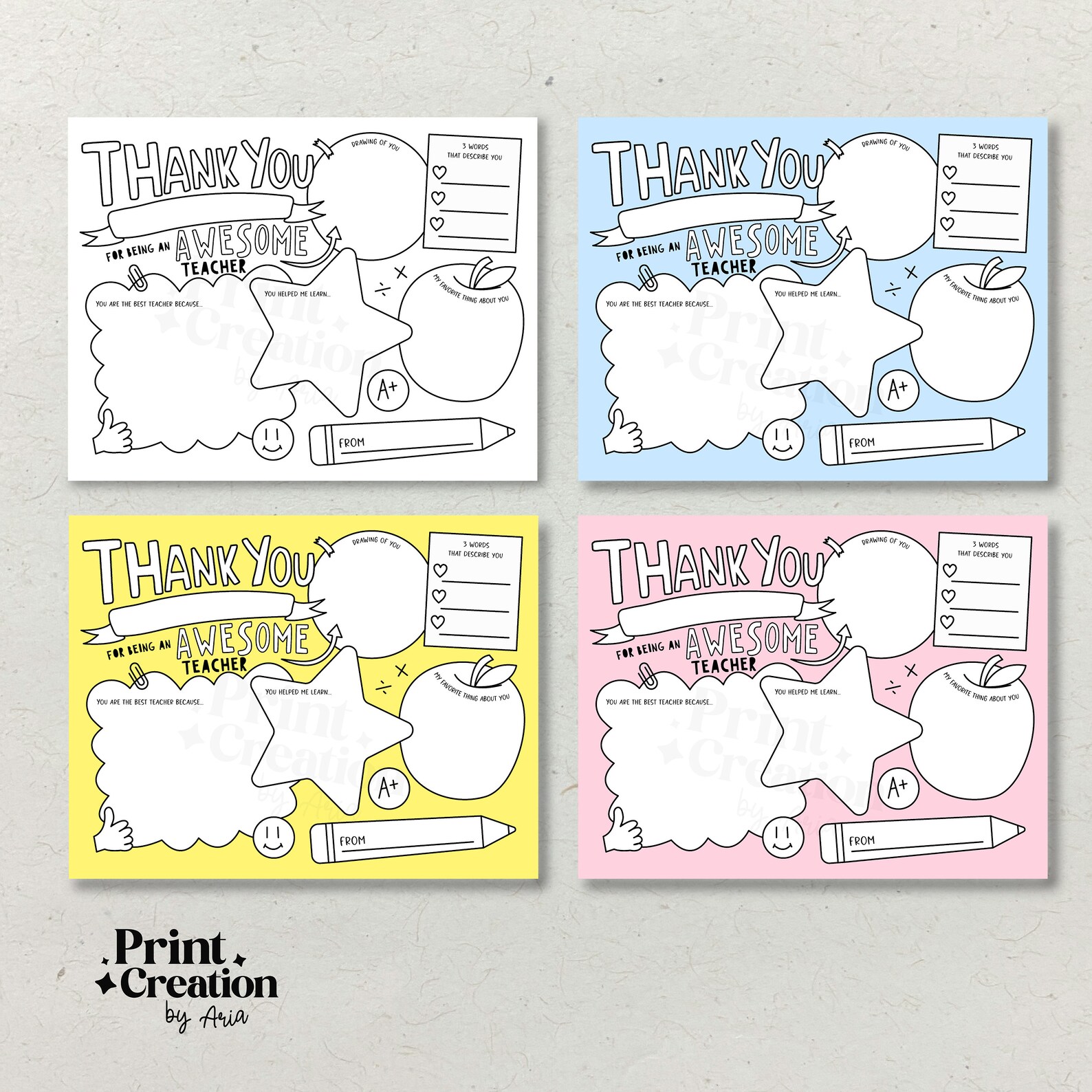 Teacher Appreciation Printable Thank You Teacher Gifts Coloring Pages ...