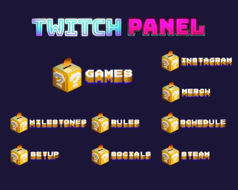 Coin Box Twitch Panels: Custom Streamer Banners (24 PNG) - Etsy