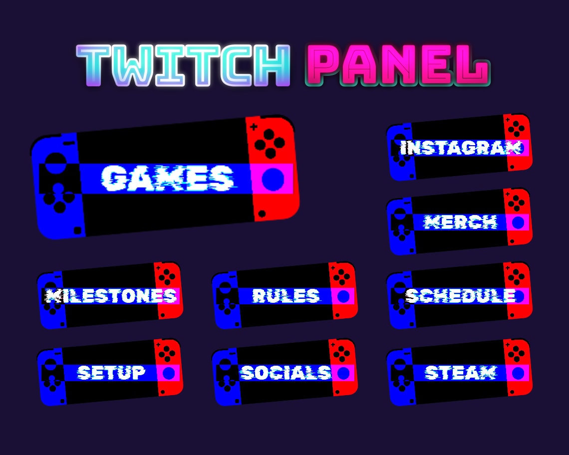 Cute Console Twitch Banner and Panels, Custom Twitch Panels, Cool ...