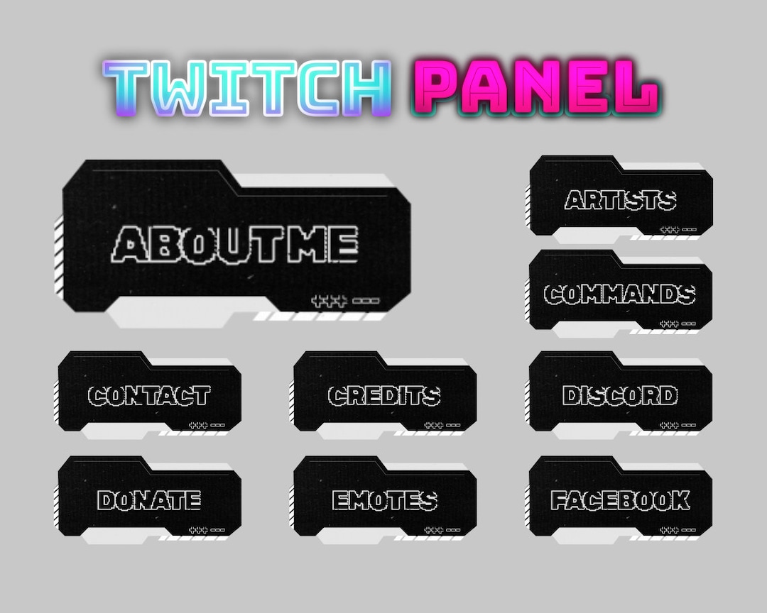 Black White Twitch Banner and Panels, Custom Twitch Panels, Cool Twitch ...