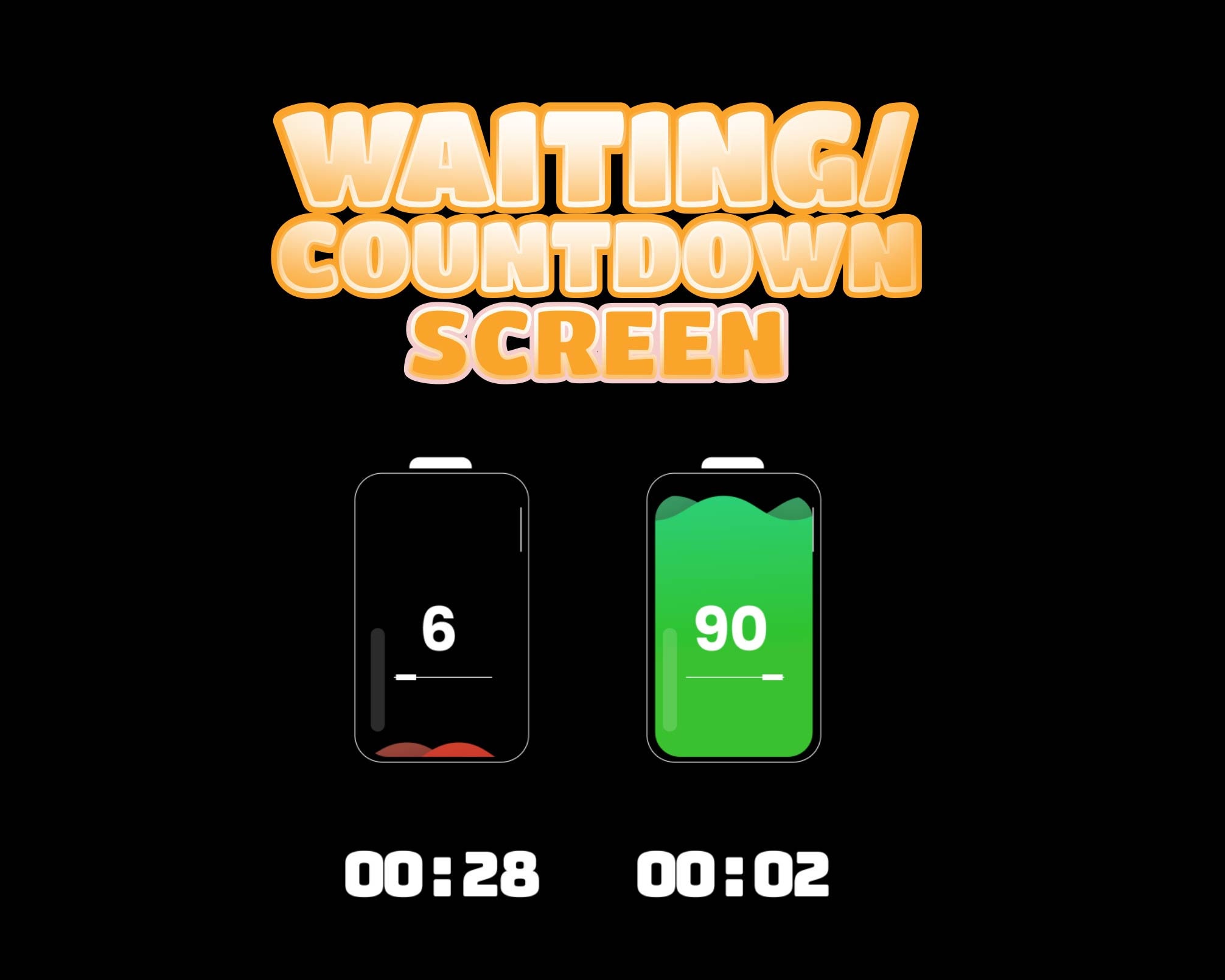 Animated Battery Screen Countdown and Waiting Screen With Animation for ...
