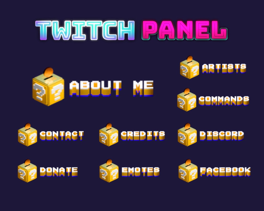 Coin Box Twitch Panels: Custom Streamer Banners (24 PNG) - Etsy