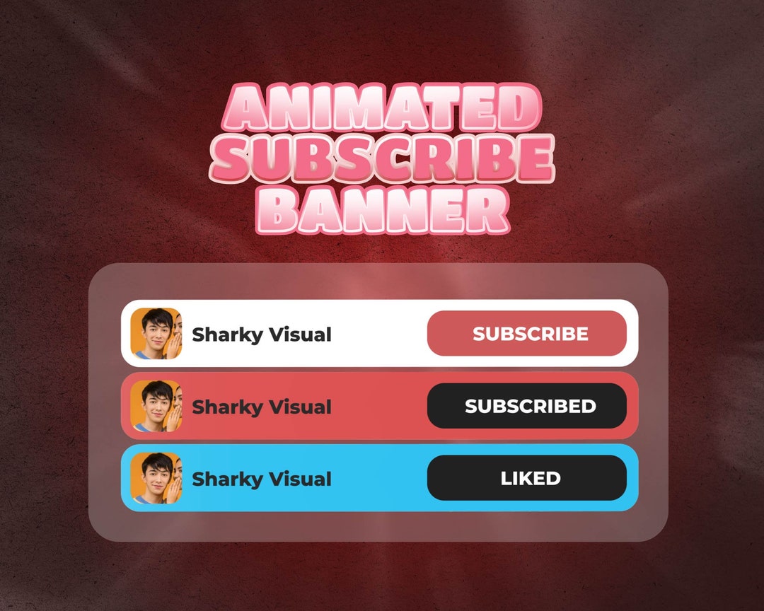 Custom Animated Subscribe Banner: Youtube, Facebook, Tiktok - Etsy