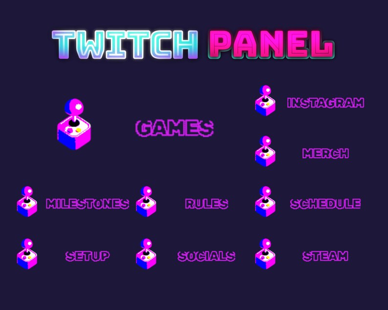 Retro Joystick Twitch Banner and Panels, Custom Twitch Panels, Twitch ...