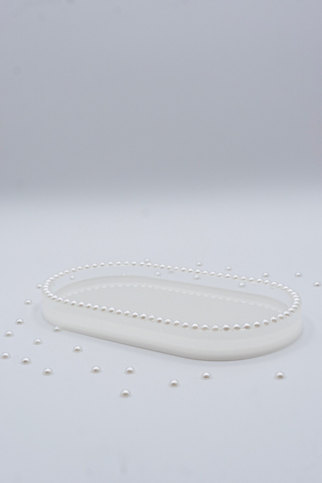 Pearls Oval Tray Handmade Resin White Jewelry Tray - Etsy
