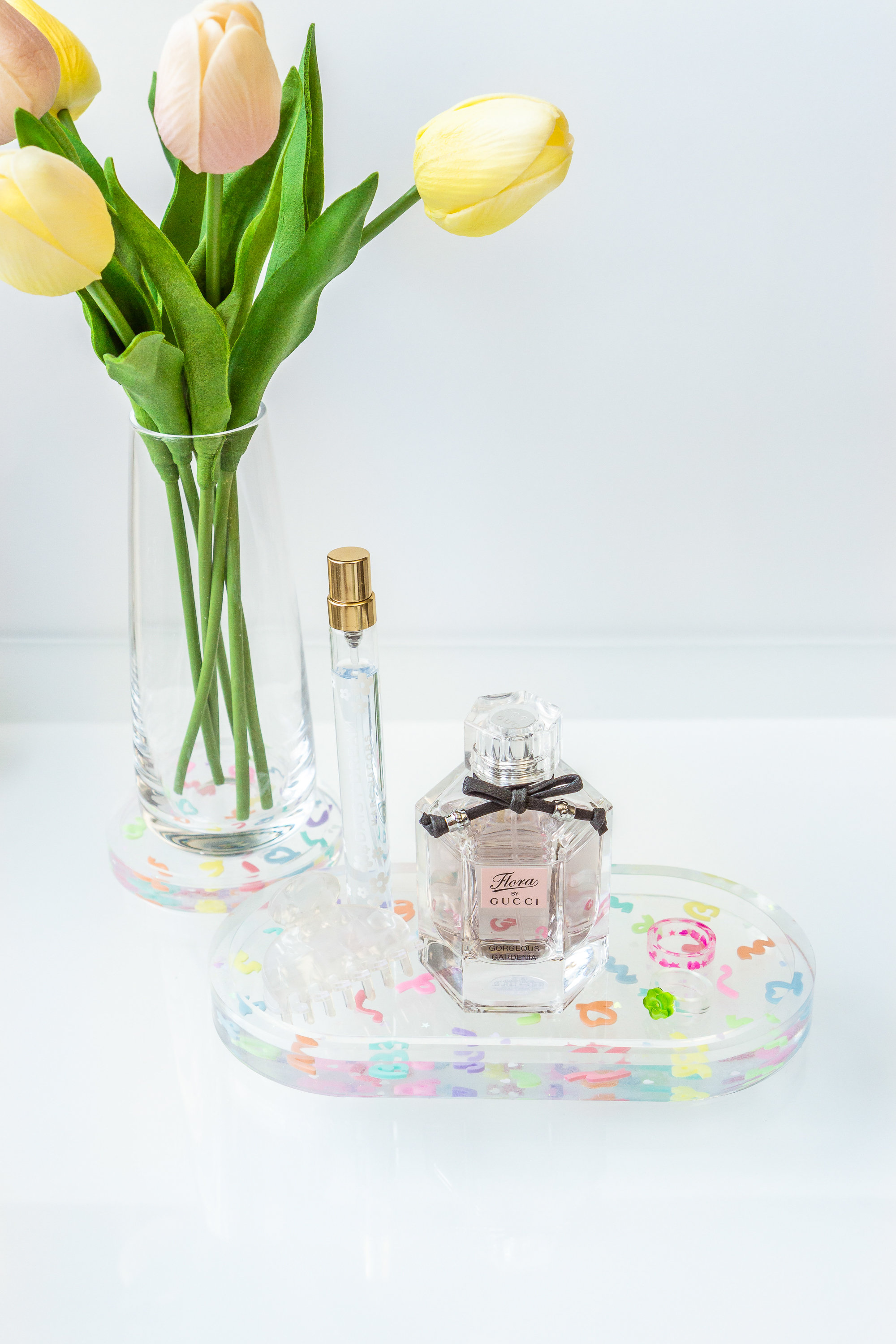 Pastels Mini Ribbons Oval Tray and Mini Coaster Glitter Clear Jewelry ...