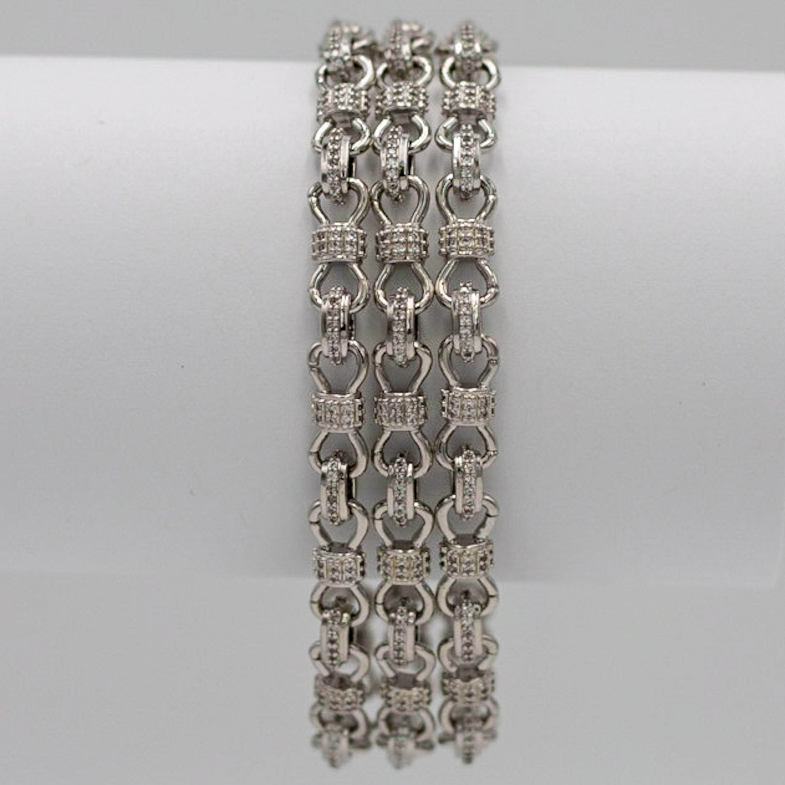 Triple Strand CZ Thick Figure 8 Rolo Bracelet Silver-plated - Etsy