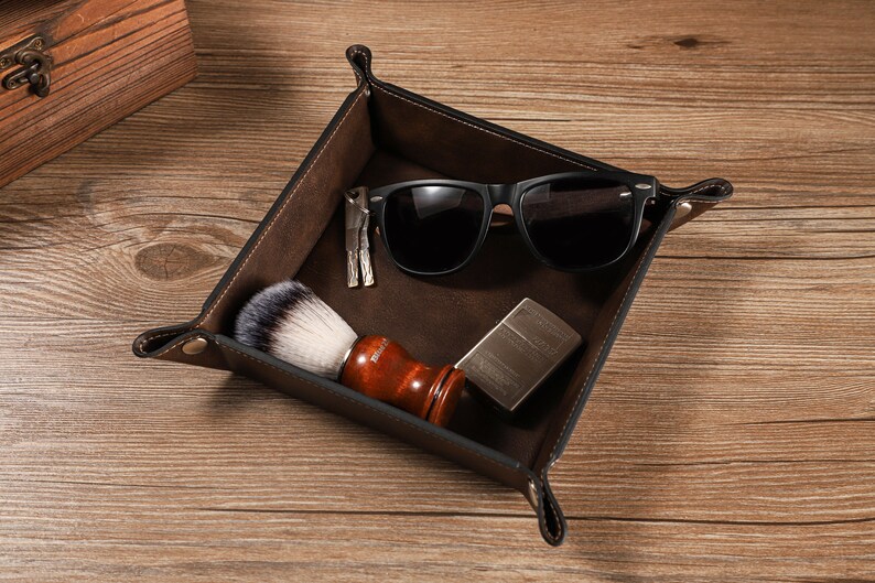 Personalized Leather Valet Tray for Men Custom Catchall Tray - Etsy