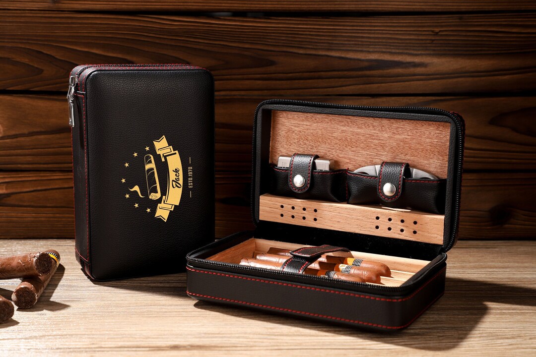 Custom Cigar Case, Humidor Box Case, Personalized Travel Cigar Case ...