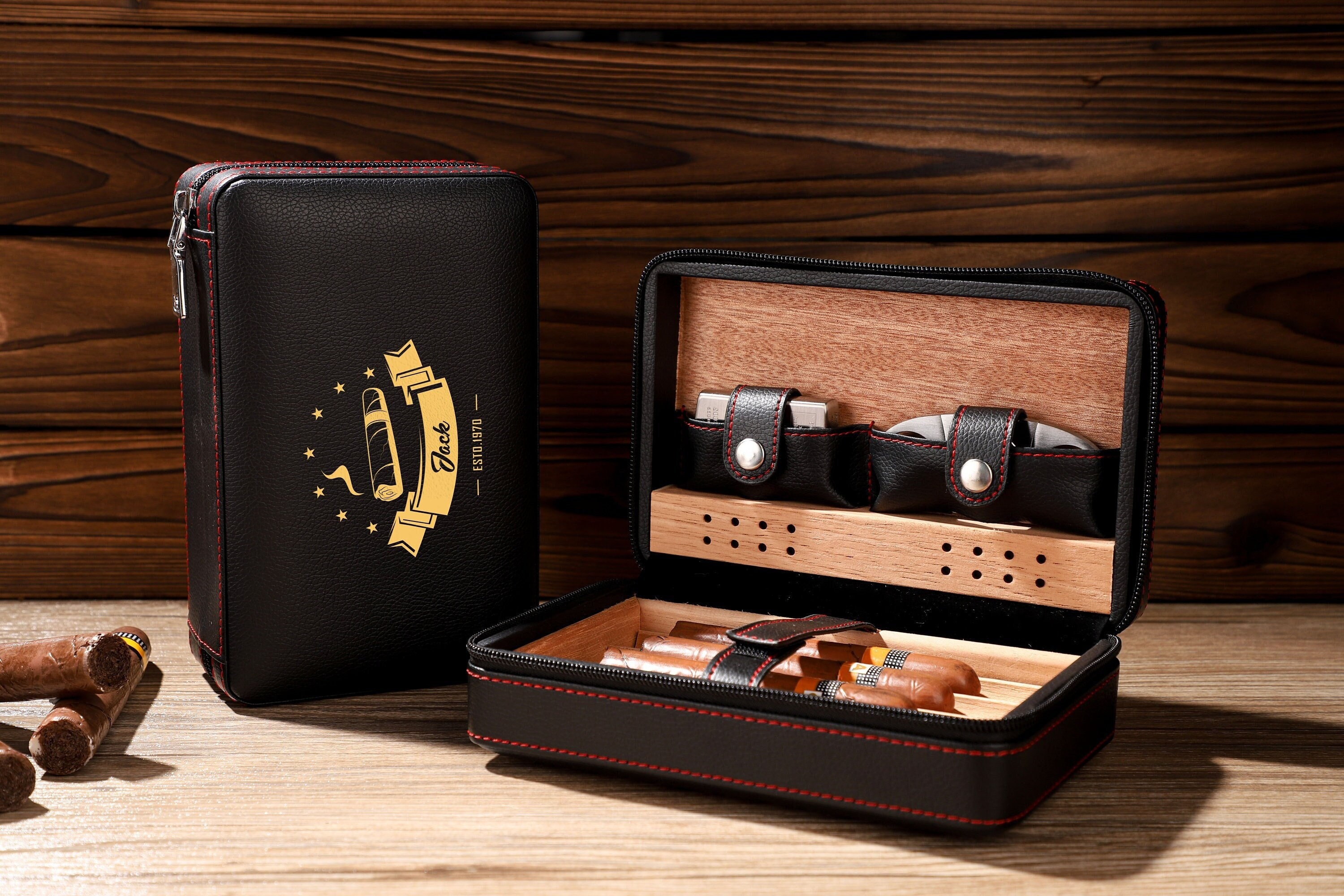 Custom Cigar Case Humidor Box Case Personalized Travel Cigar - Etsy