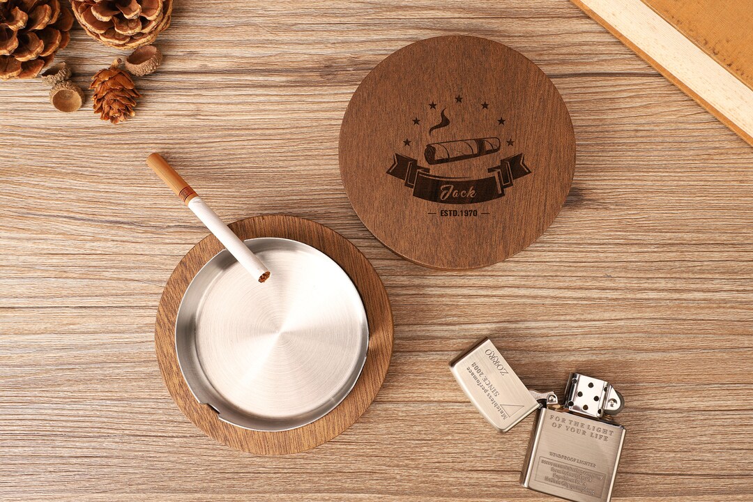 Custom Ashtray, Wooden Ashtray With Lid, Engraved Ashtray, Unique ...