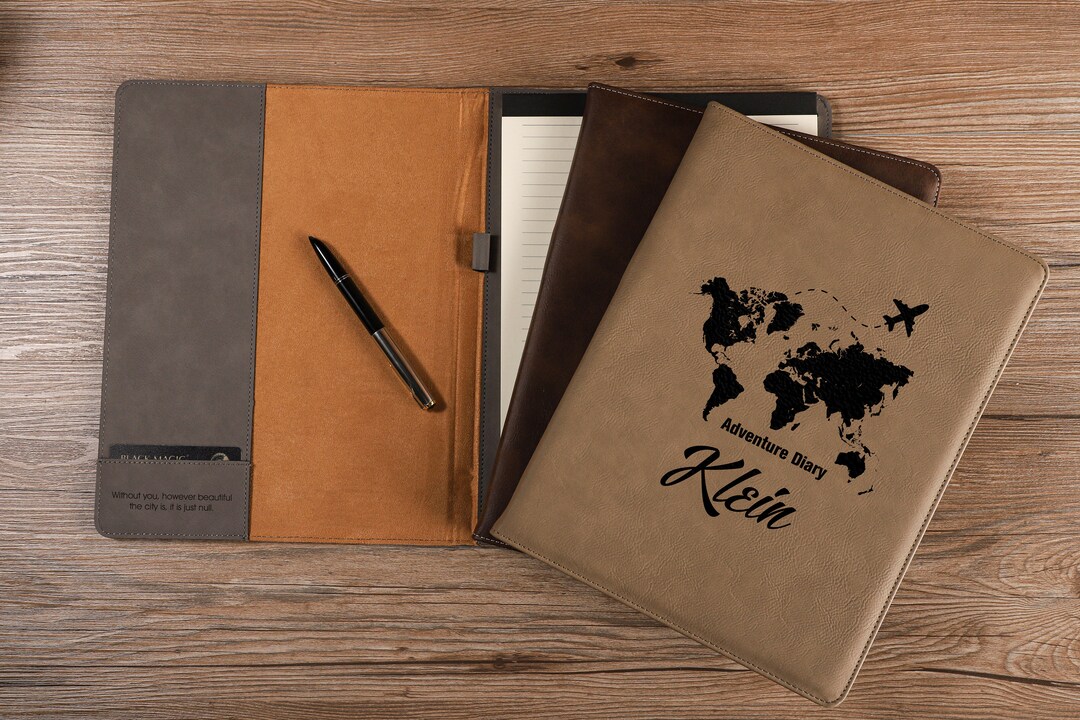 Personalized Leather Portfolio, Personalized Notebook, Leather ...